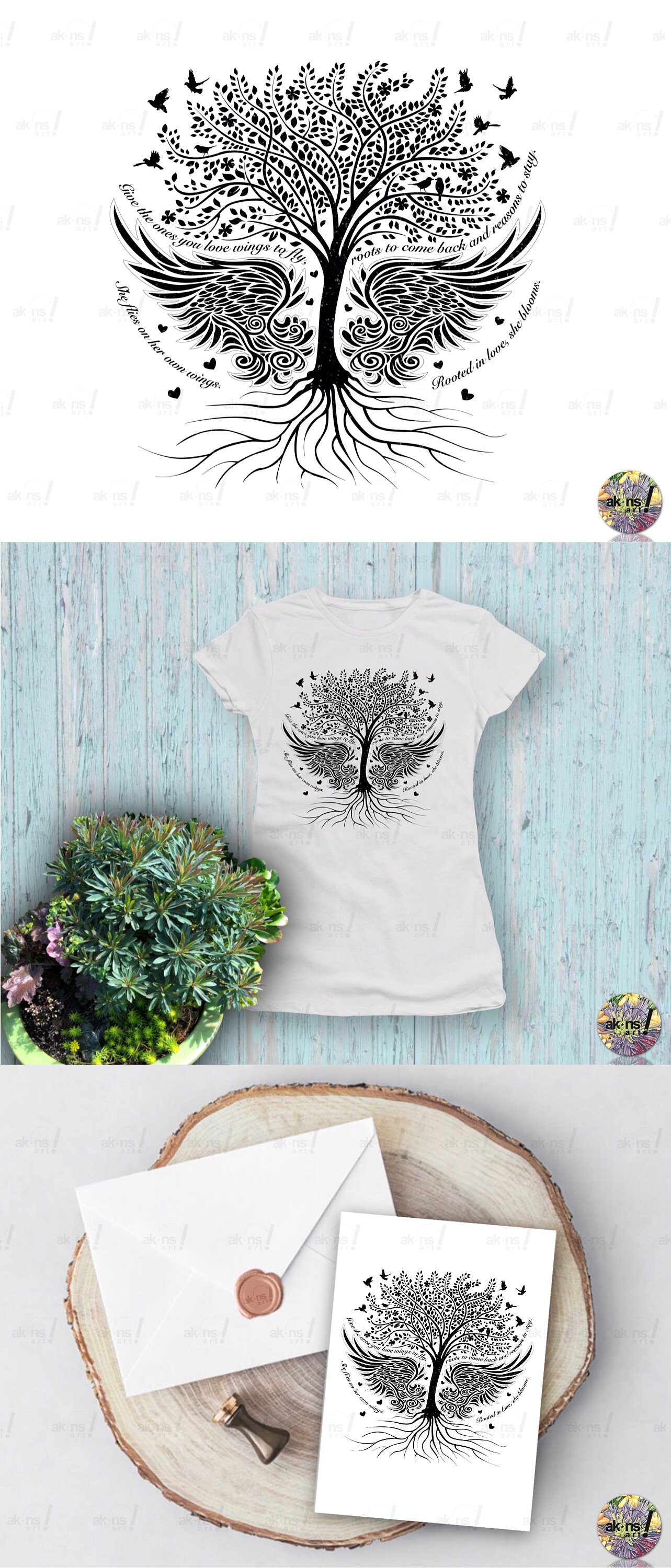 Tree Wings Motivation Quote Clip Art, Gold, Black Glitter, Silver ...