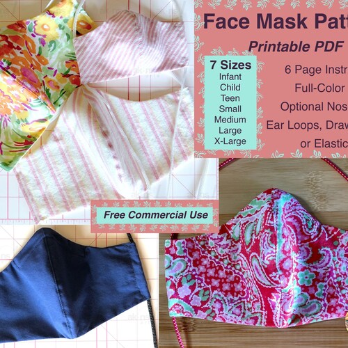 Face Mask PDF Pattern Four Different Sizes Free Video - Etsy
