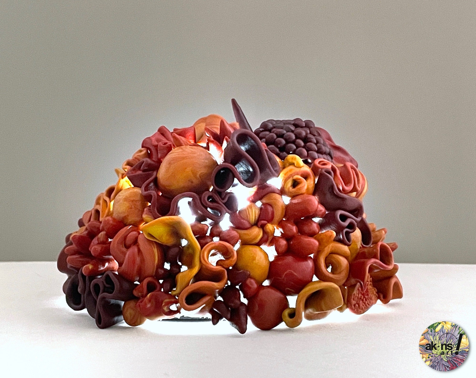 Lighted Sculpture, 3D Clay Handmade Home Decor Art Table Centerpiece ...