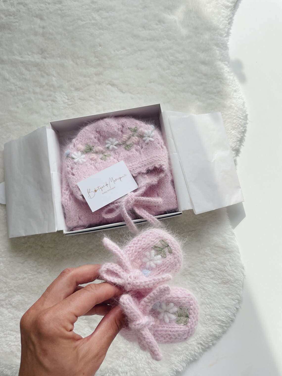 Embroidered Angora Baby Girl Outfit – Romper, Bonnet & Booties Set - Etsy