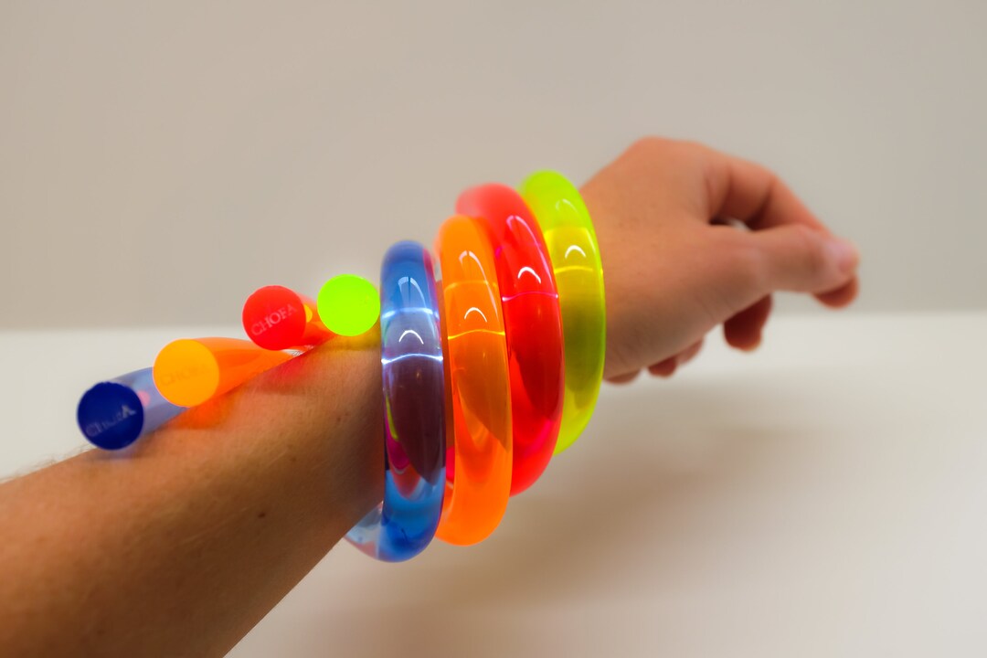 Neon Fluorescent GARABATO CUFF, Lucite Bangle, Acrylic Neon Bangle ...