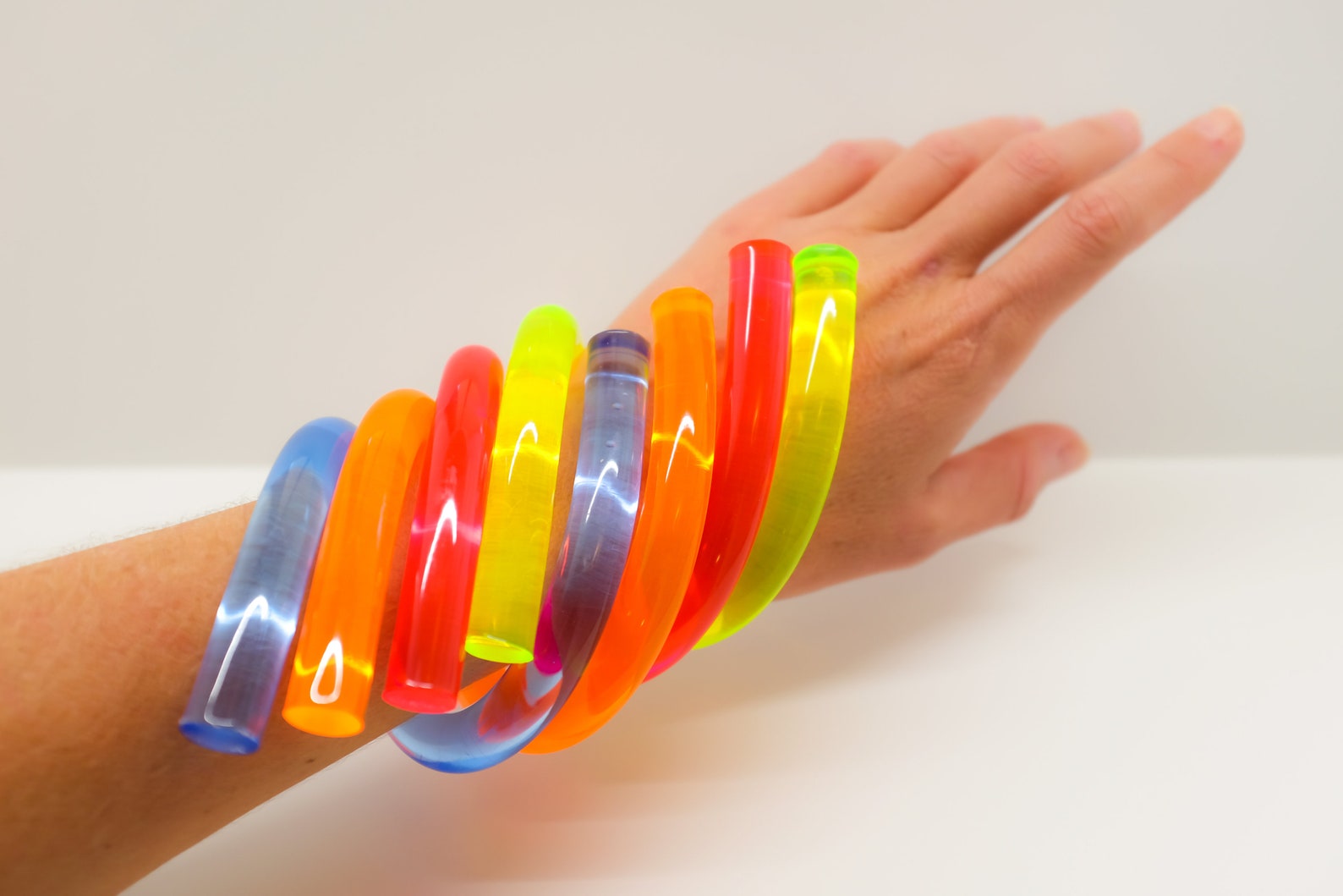 Neon GARABATO Acrylic Bangle: Fluorescent Lucite Cuff Bracelet - Etsy
