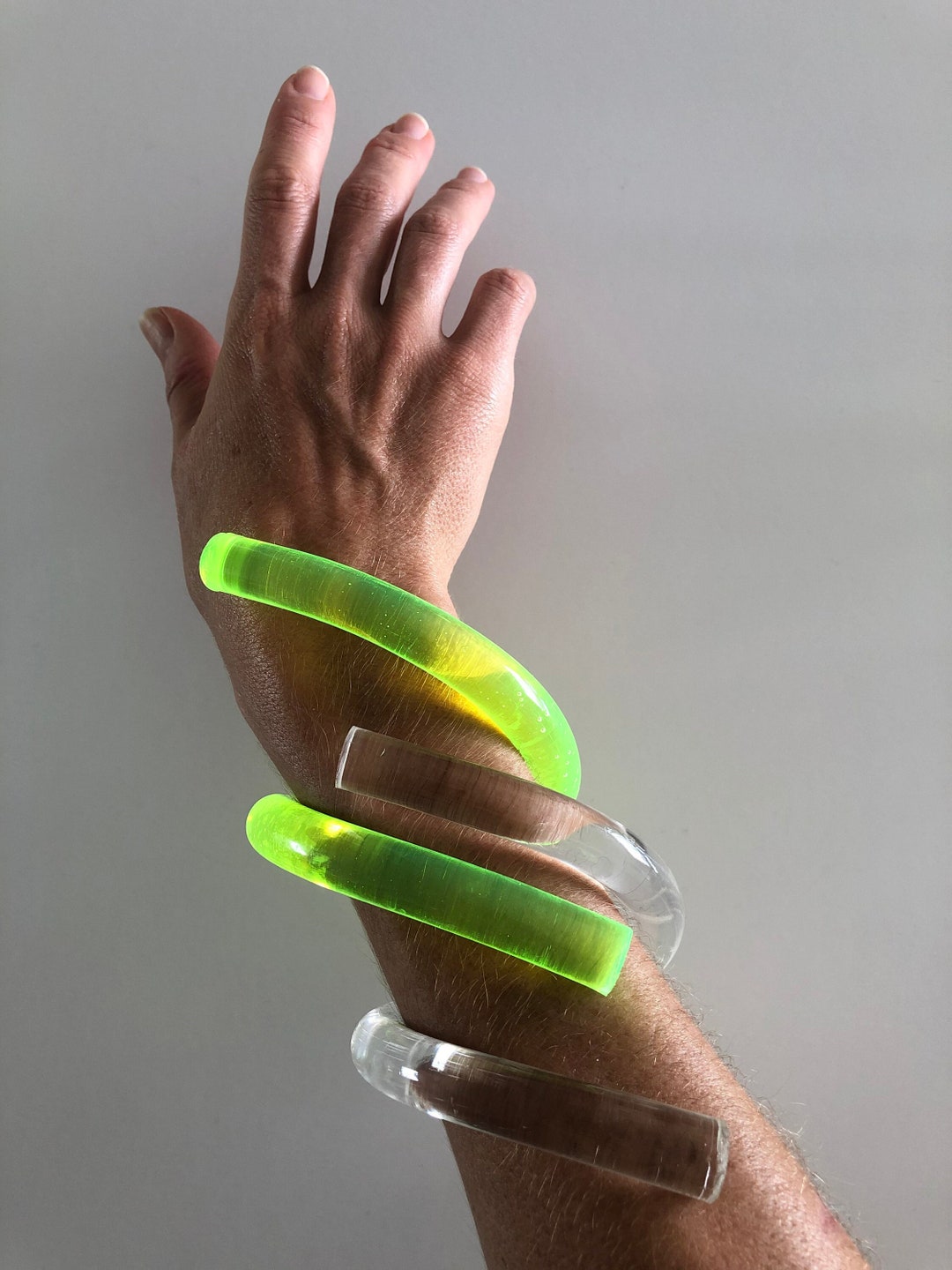 GARABATO COLOR CUFF, Lucite Cuff, White Cuff, Neon Green Cuff, Acrylic ...