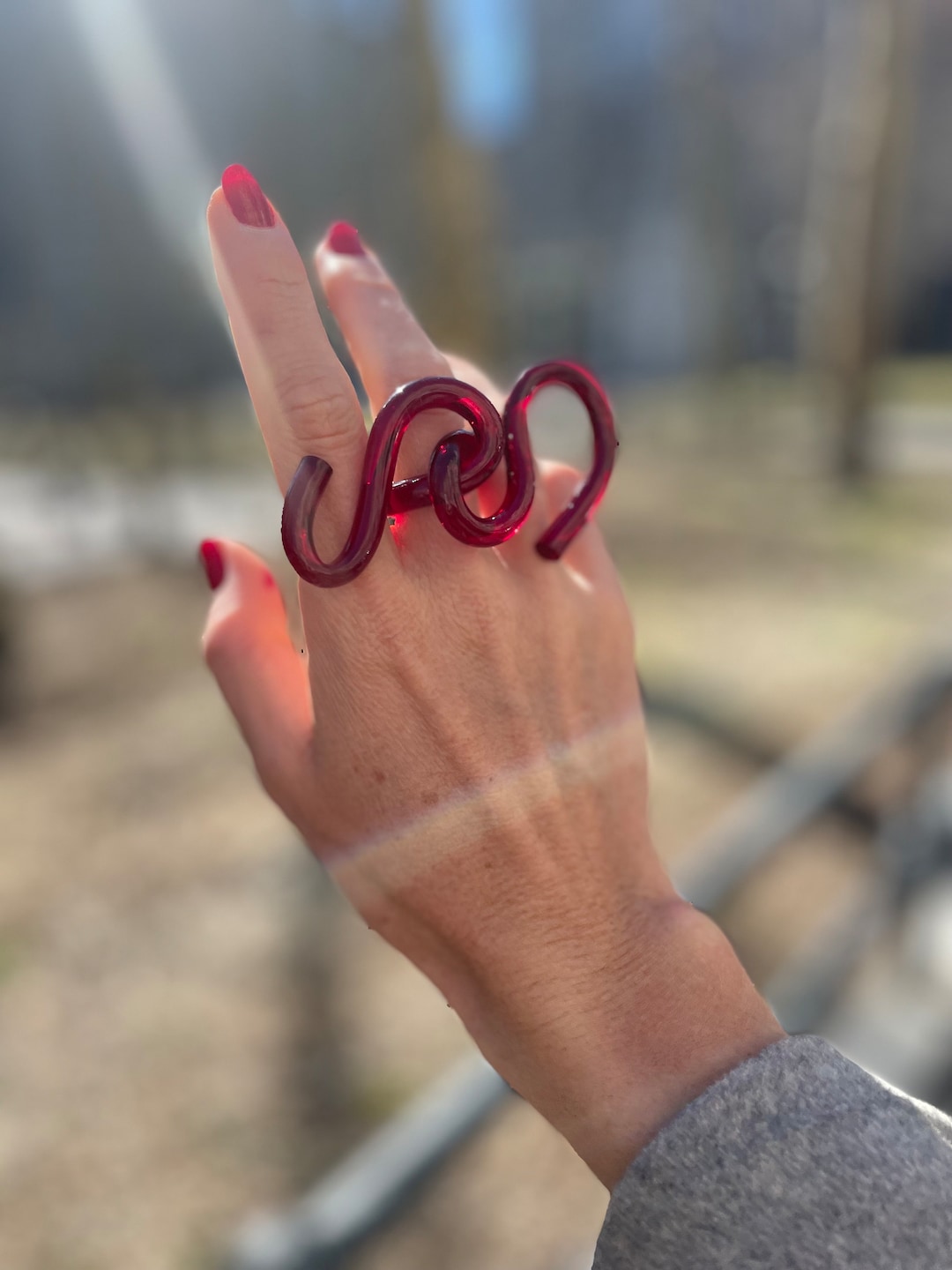Handcrafted ROSSO Burgundy Lucite Ring: Red Sculptural Statement Ring - Etsy