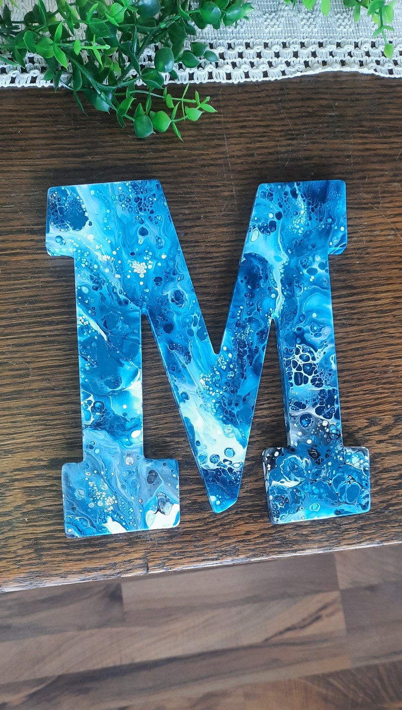 Acrylic Paint Poured Letters, Custom Painted Letter Decor - Fluid Art ...