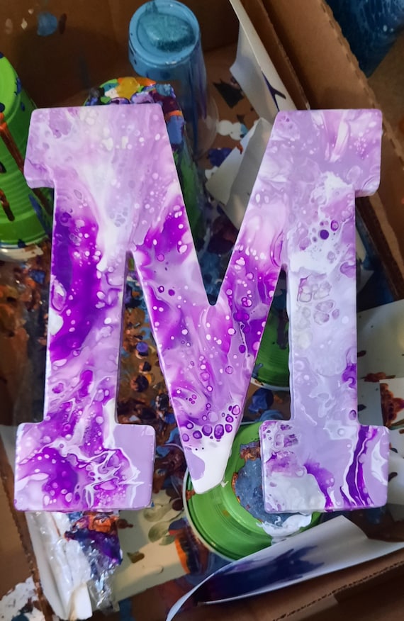 Acrylic Paint Poured Letters Custom Painted Letter Decor - Etsy