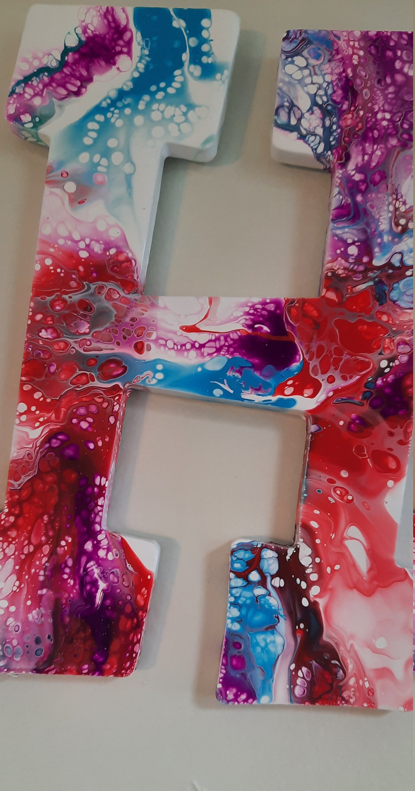 Acrylic Paint Poured Letters, Custom Painted Letter Decor - Fluid Art ...