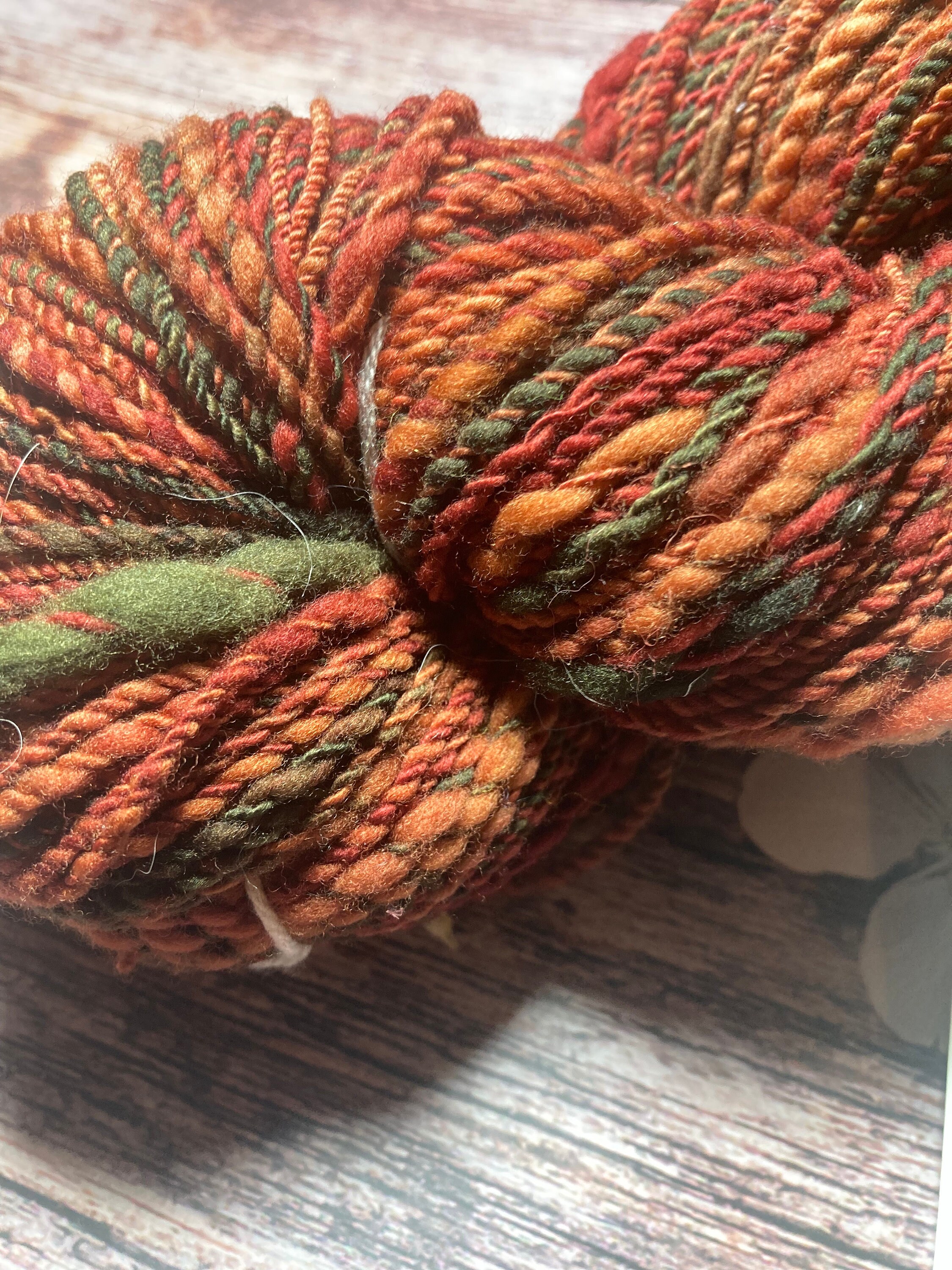 Red and Brown Handspun Wool Yarn for Knitting, Crochet, and Weaving - Etsy