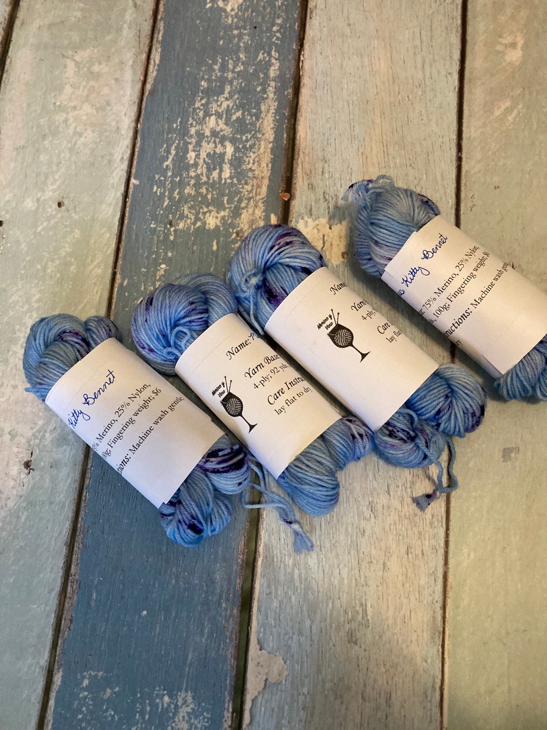 Kitty Bennet | Light Blue Fingering Weight Yarn With Purple Speckles ...
