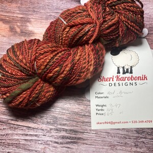 Red and Brown Handspun Wool Yarn for Knitting, Crochet, and Weaving - Etsy