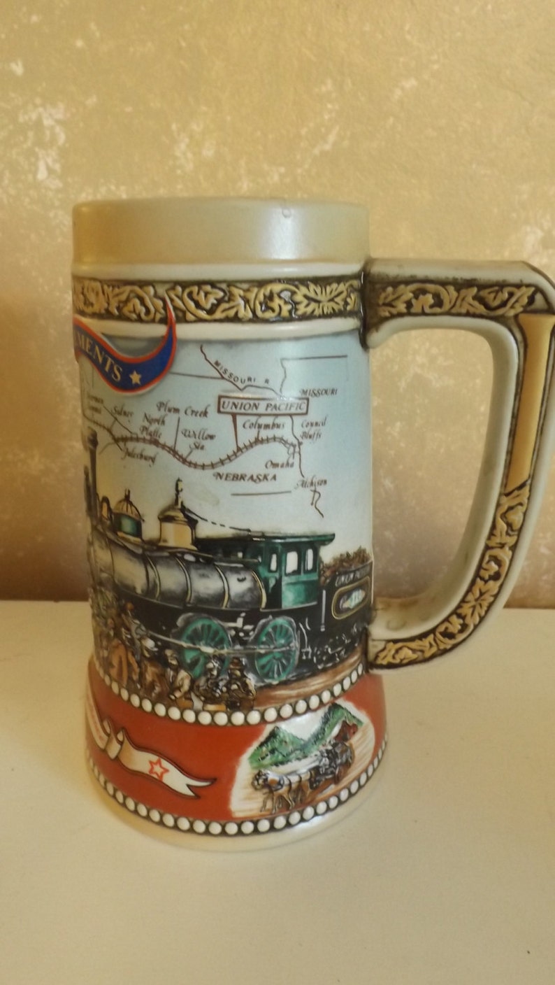 Miller Beer Stein Great American Achievements Transcontinental Railway ...