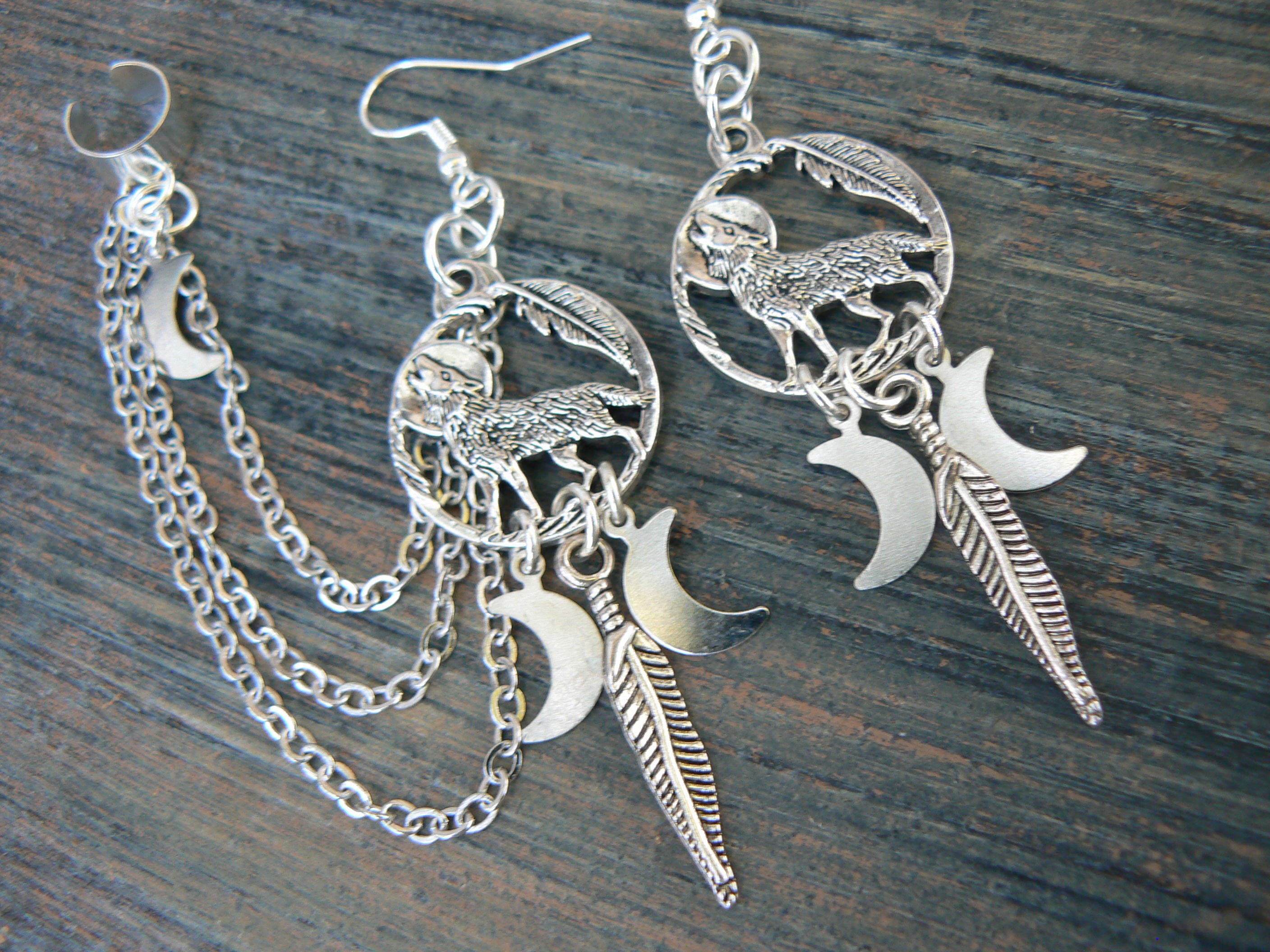 Wolf Ear Cuffwolf Cuff Dreamcatcher Earrings Cuff Etsy