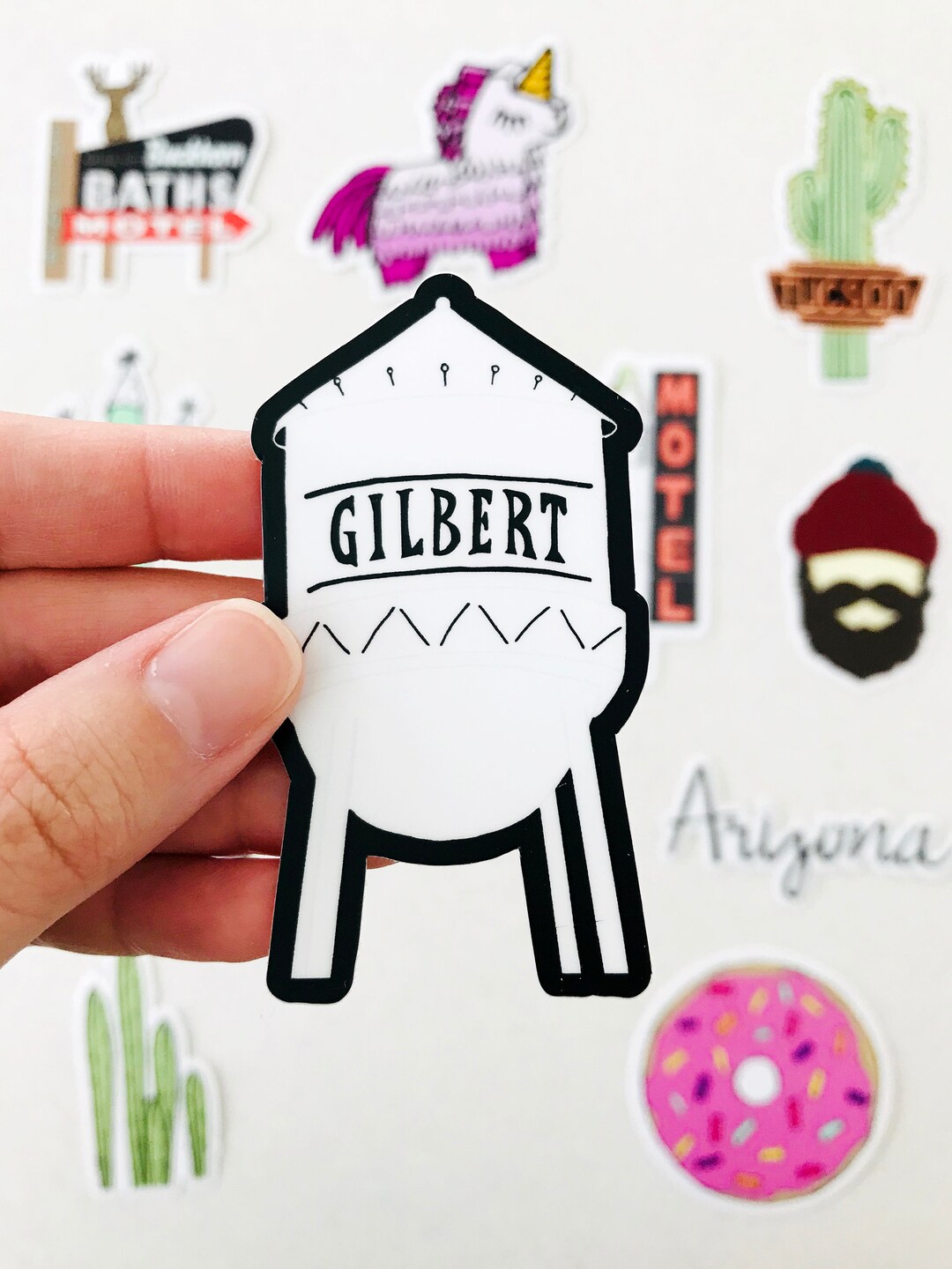 Gilbert Water Tower Vinyl Sticker - Hyrdro Flask Sticker - Hand Drawn ...