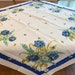 NOS Vintage Tablecloth BLUE ROSES Tulips Pink White Daisies Summer ...