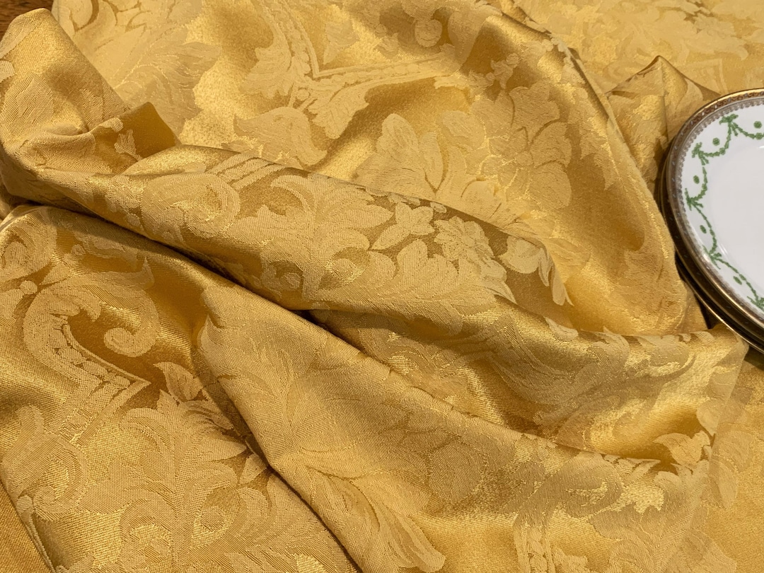 Vintage Waterford Gold Damask Tablecloth, French Rococo, 67 Inch Round ...