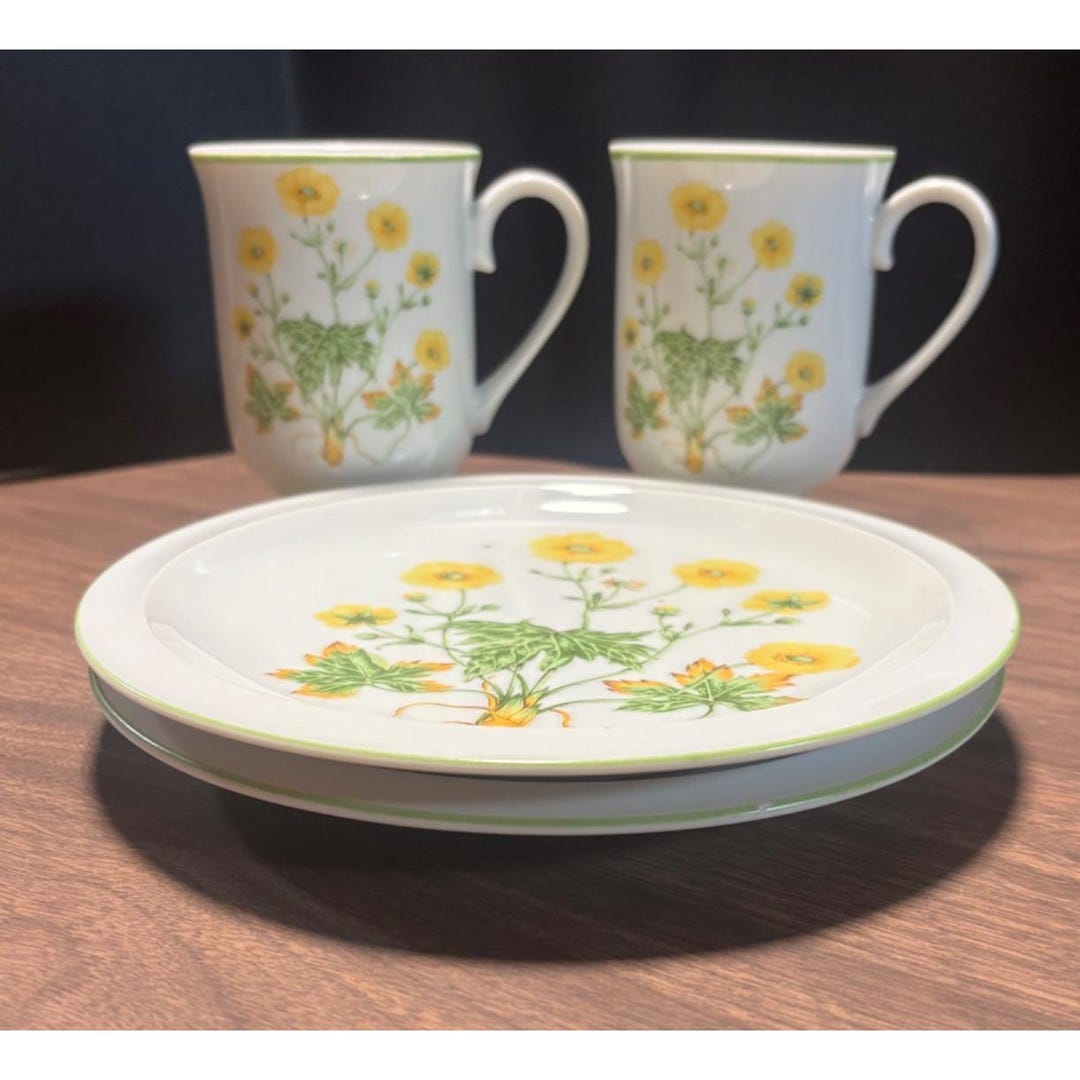 Sunrise Royal Domino Collection Set of 2 Coffee Mugs & Salad Plates ...