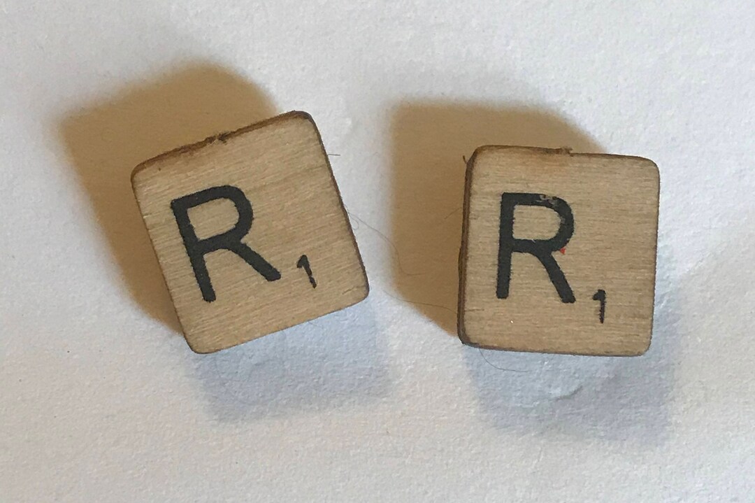 Wooden Wood Scrabble Letter R Post Stud Earrings - Etsy