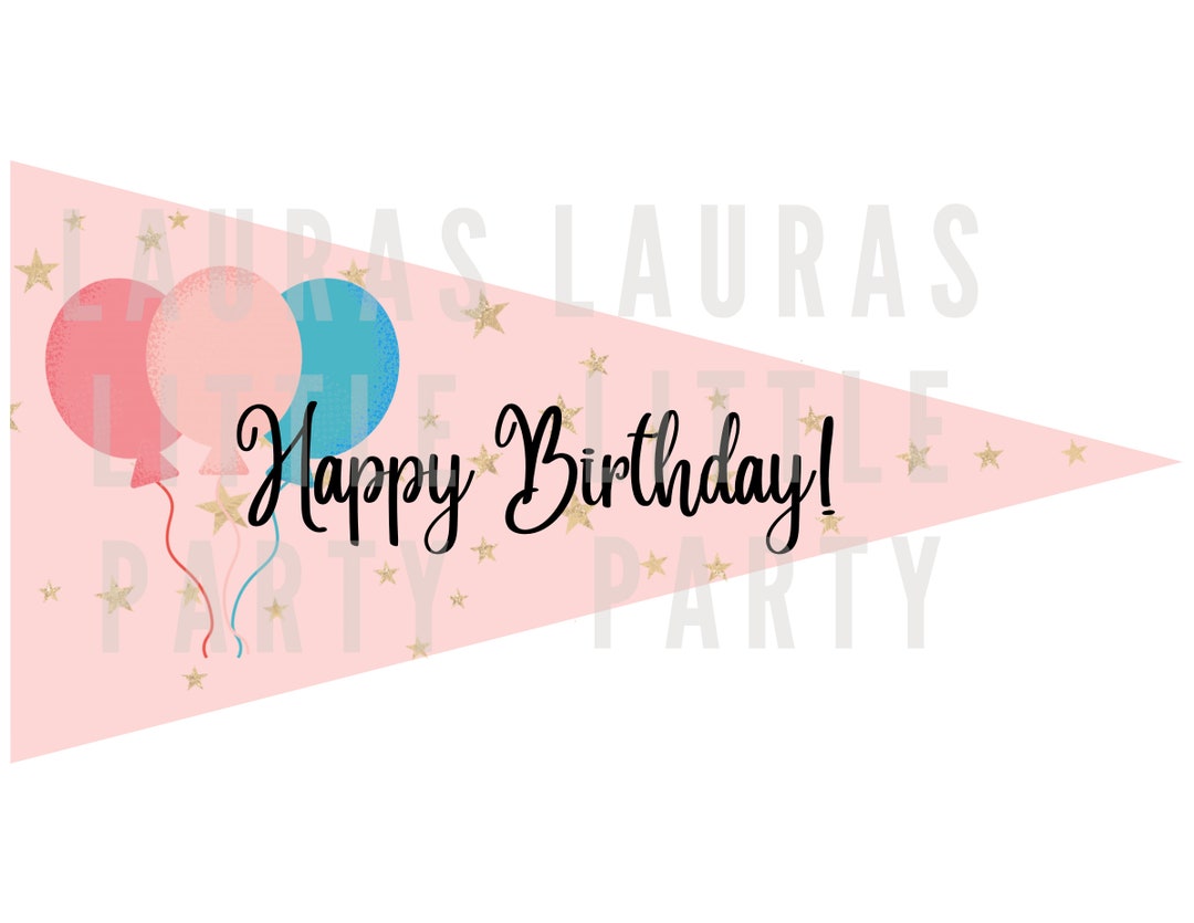 Printable Flag - HBD Pink Stars - Etsy