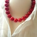 Chunky Bead Statement Red Necklace - Bright Red Necklace -retro ...