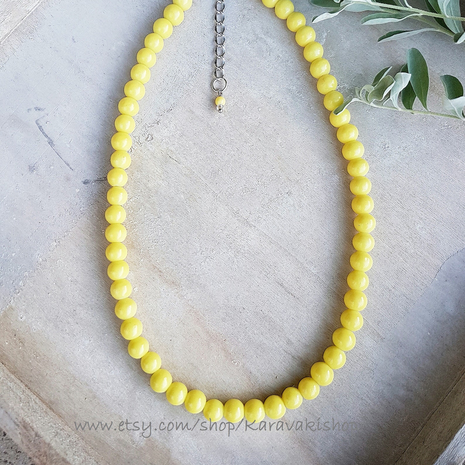 Simple Single Strand Yellow Necklace Lemon Yellow Pale Yellow - Etsy