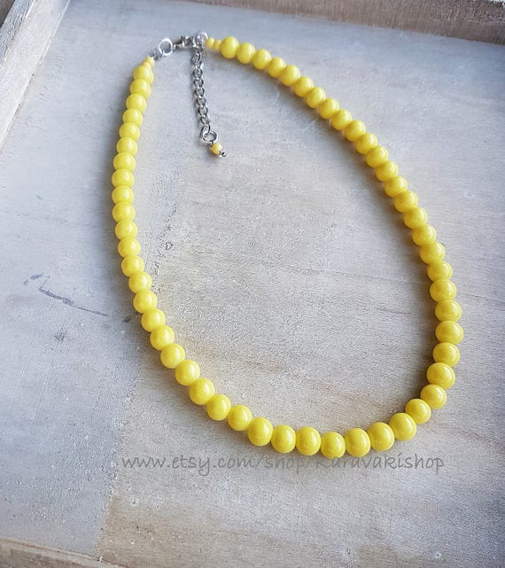 Simple Single Strand Yellow Necklace Lemon Yellow Pale Yellow - Etsy