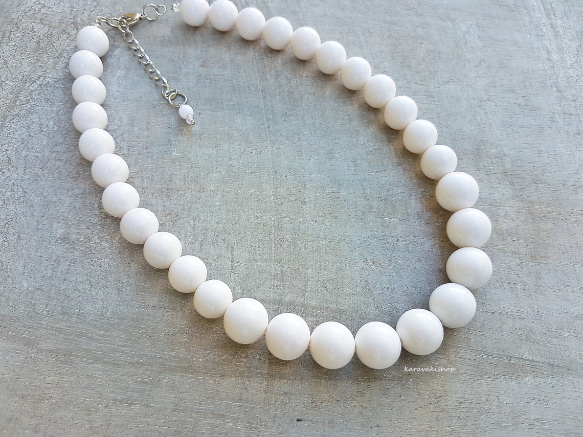 Simple White Necklace, White Jewelry, Gift for Women,gift for Sister ...