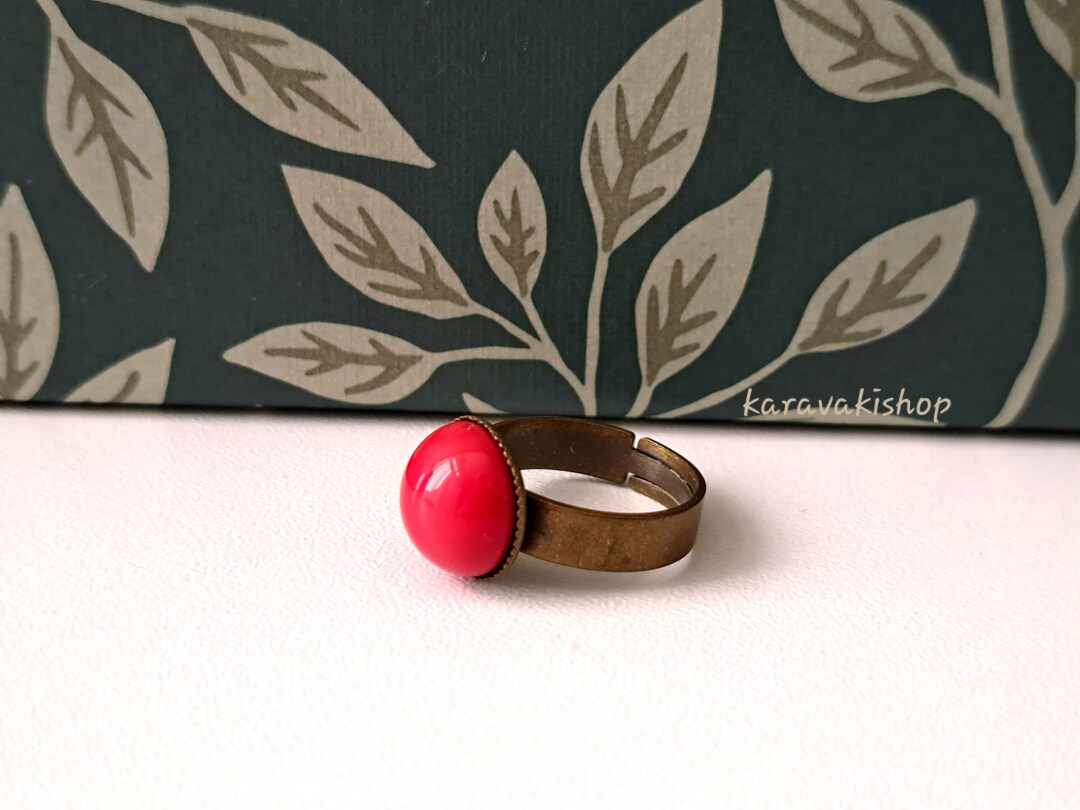 Adjustable Small Red Ring Gift for Her, Red Jewelry Gift - Etsy