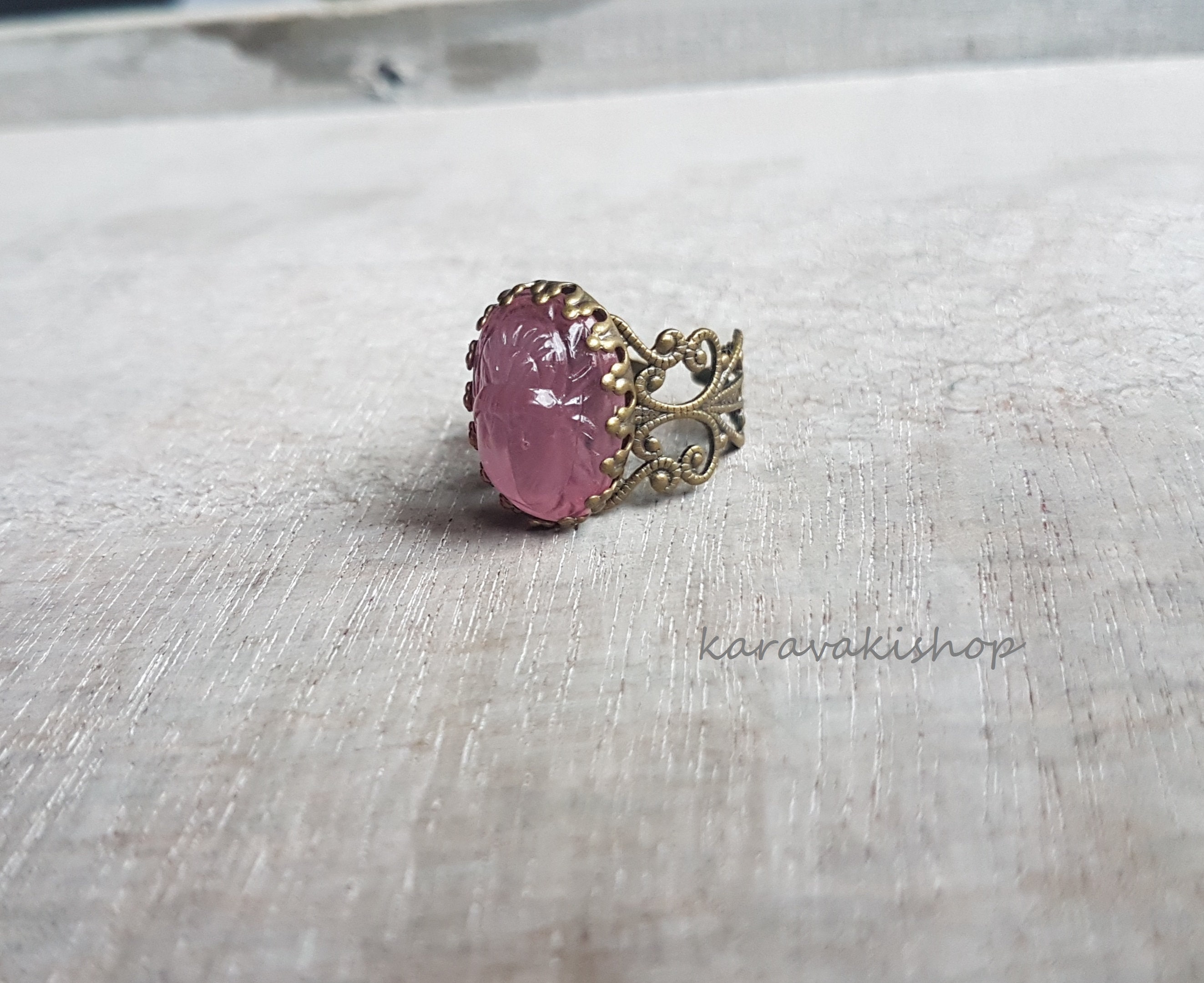 Pale Pink Rose Scarab Ring Oval Filigree Scarab Ring Scarab - Etsy