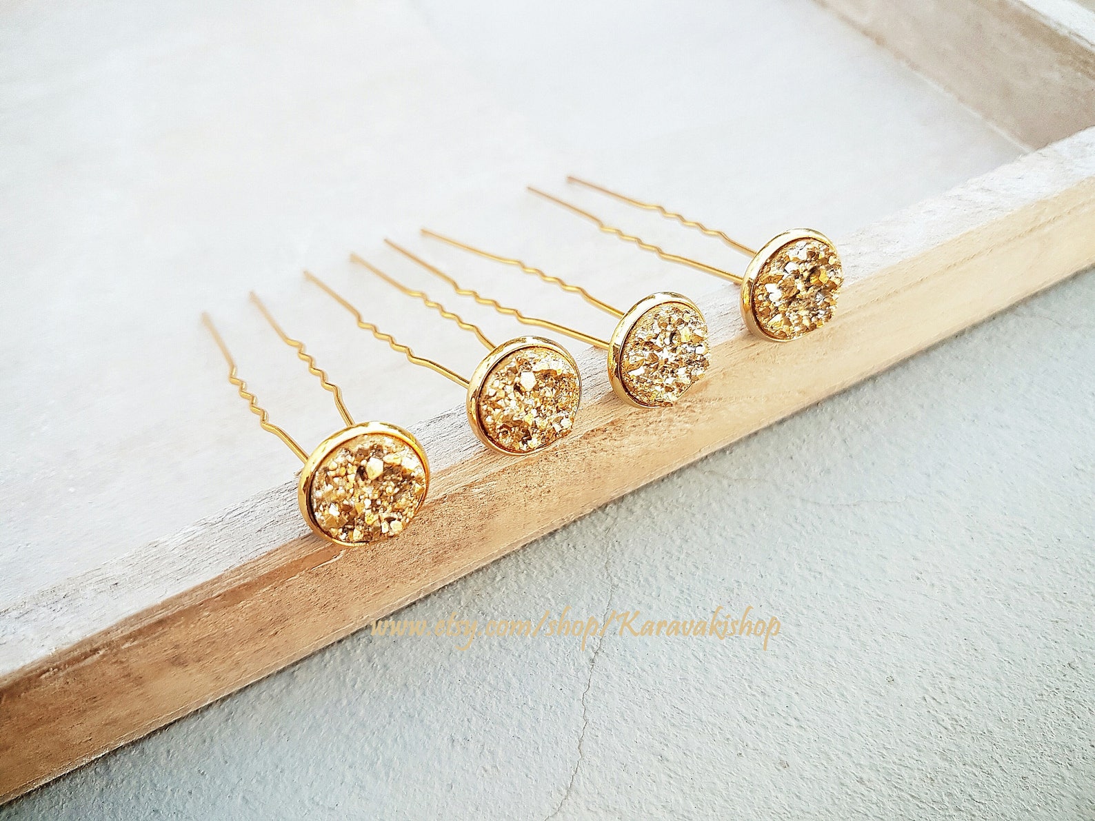 Gold Hair Pinswedding Gold Hair Accessoriesu Shape Druzy - Etsy