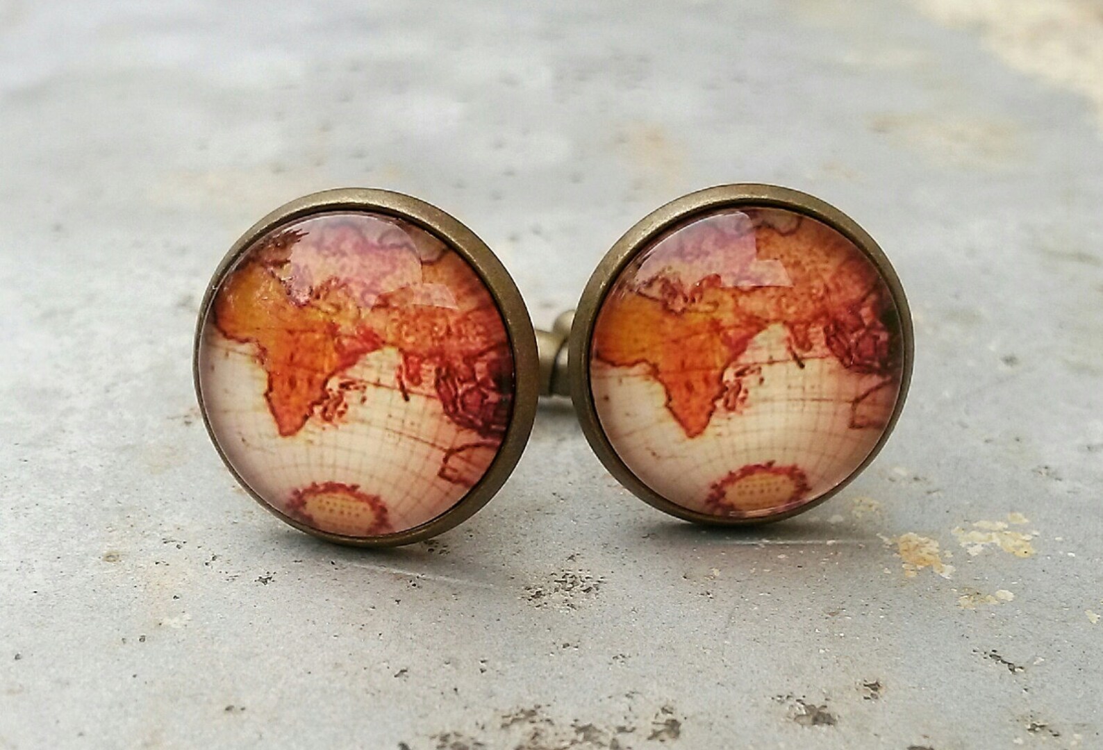 Map Cufflinks-world Map Cuff Links groom Cuff Links-men's Gift vintage ...