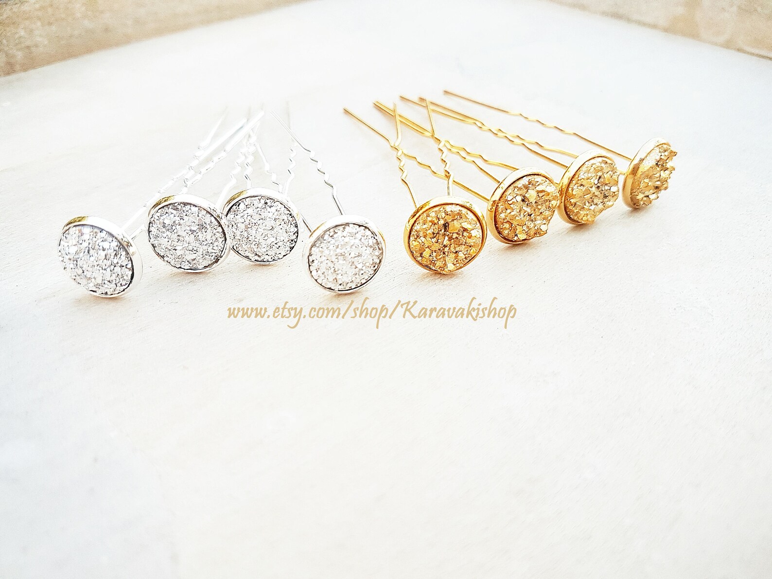 Gold Hair Pinswedding Gold Hair Accessoriesu Shape Druzy - Etsy