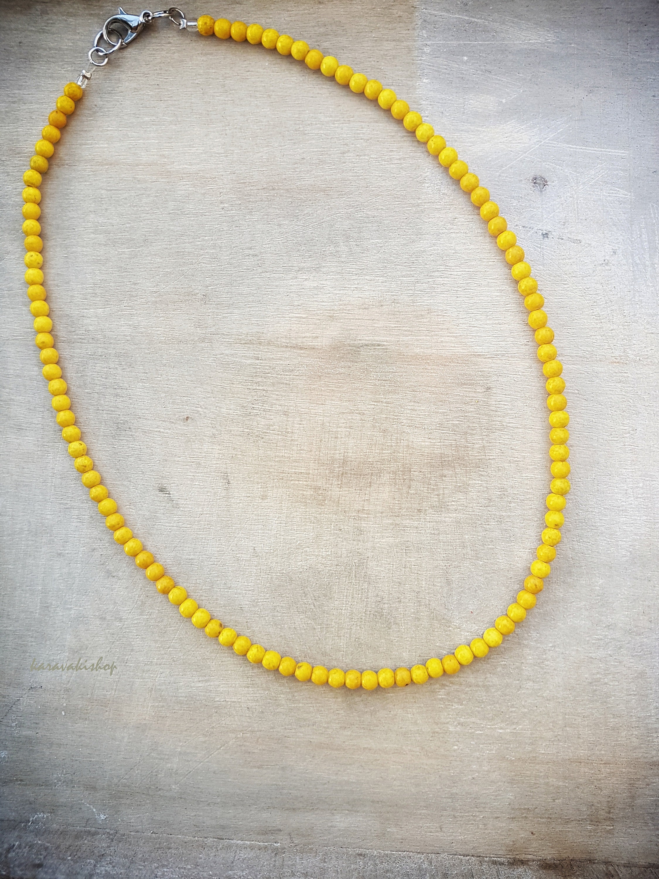 Yellow Dainty Necklace, Yellow Bridesmaid Gift, Layering Yellow Jewelry ...
