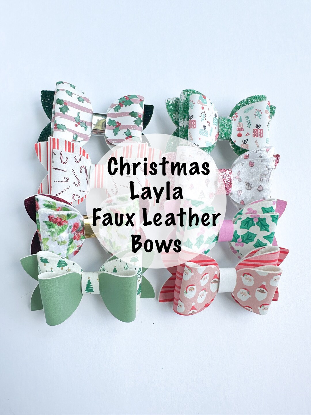 Christmas Layla Faux Leather Hair Bows for Girls Clips - Etsy