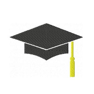 Graduation Cap Machine Embroidery Design, Black Cap and Golden Tassel ...
