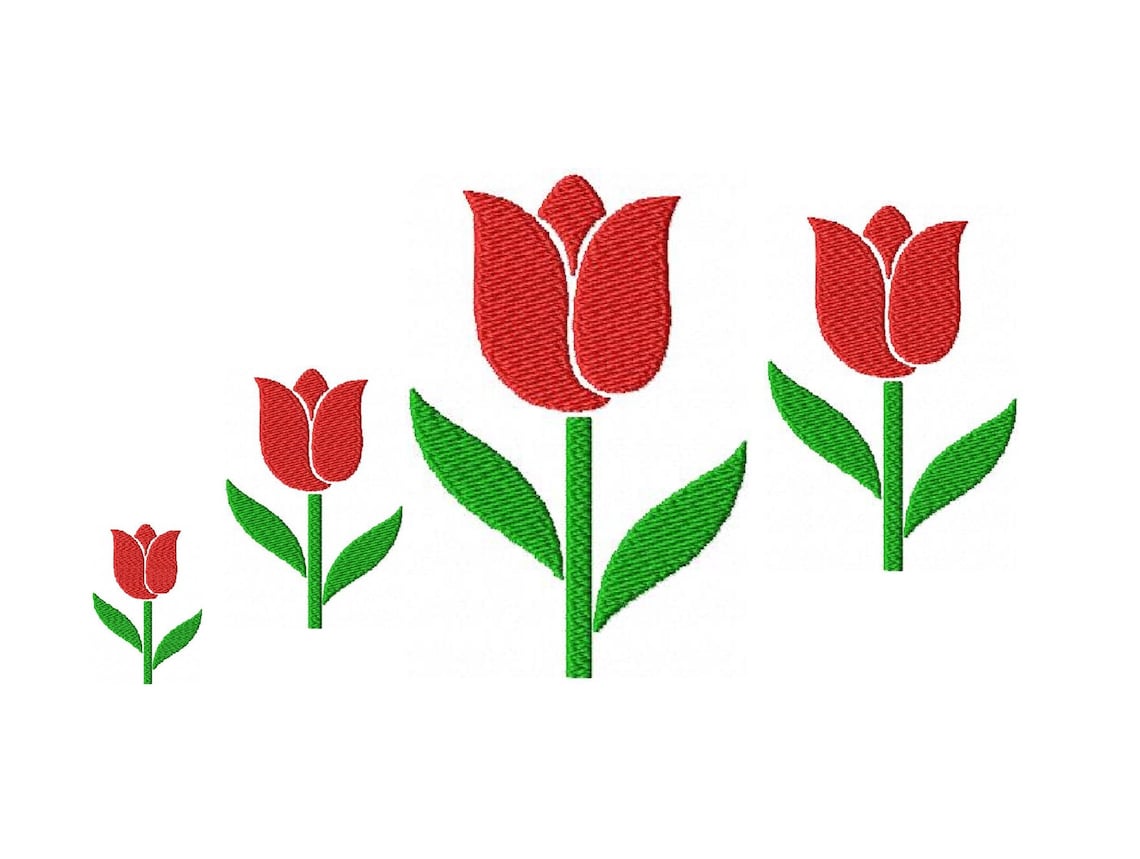 Tulip Machine Embroidery Design Mini Flower Embroidery - Etsy