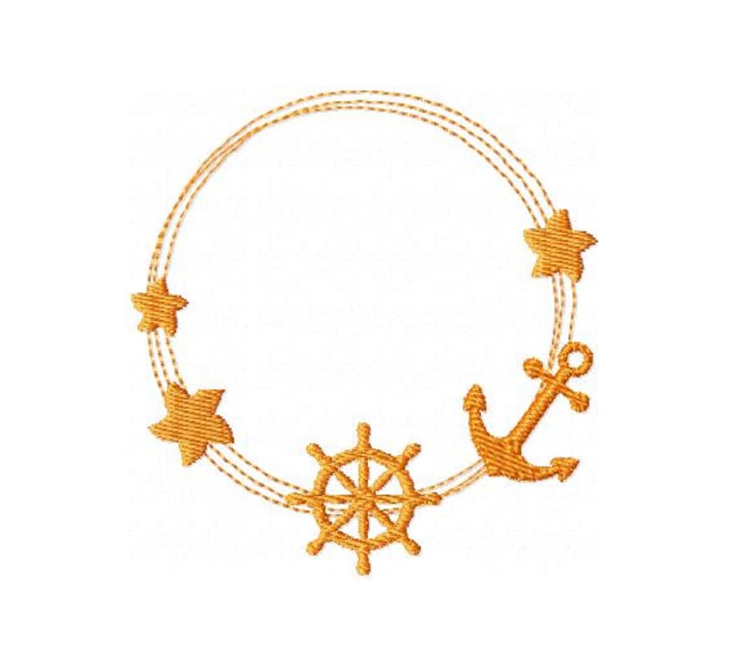 Nautical Border Machine Embroidery Design Coastal Summer Design Anchor ...
