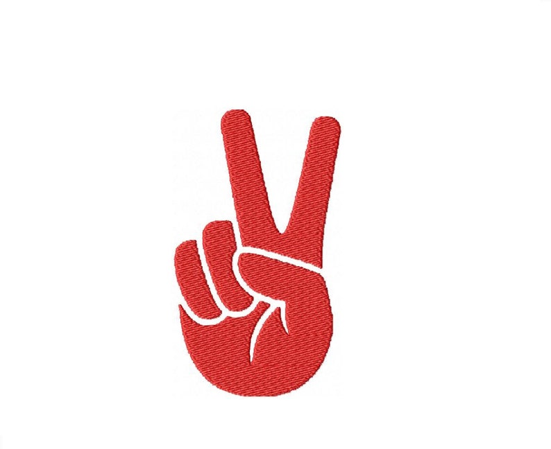 Hand V Sign Machine Embroidery Design VICTORY Hand Sign Design Peace ...