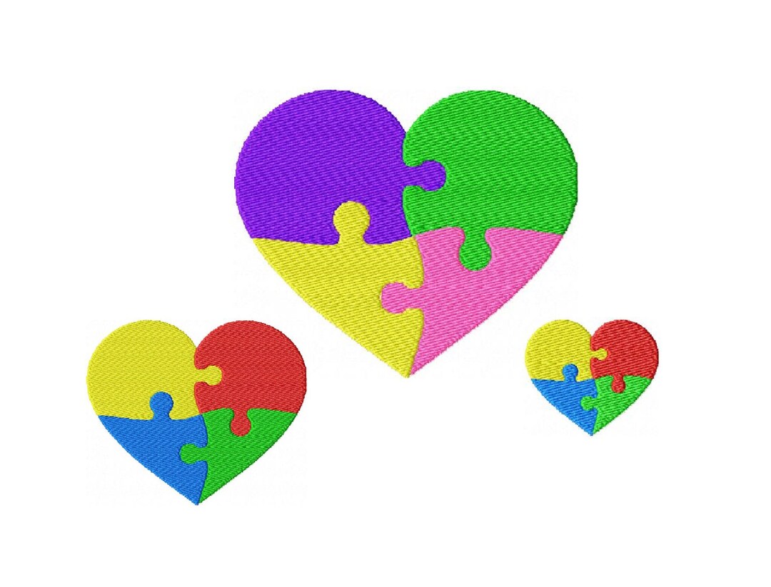 Autism Heart Puzzle Machine Embroidery Design Puzzle Pieces Autism ...