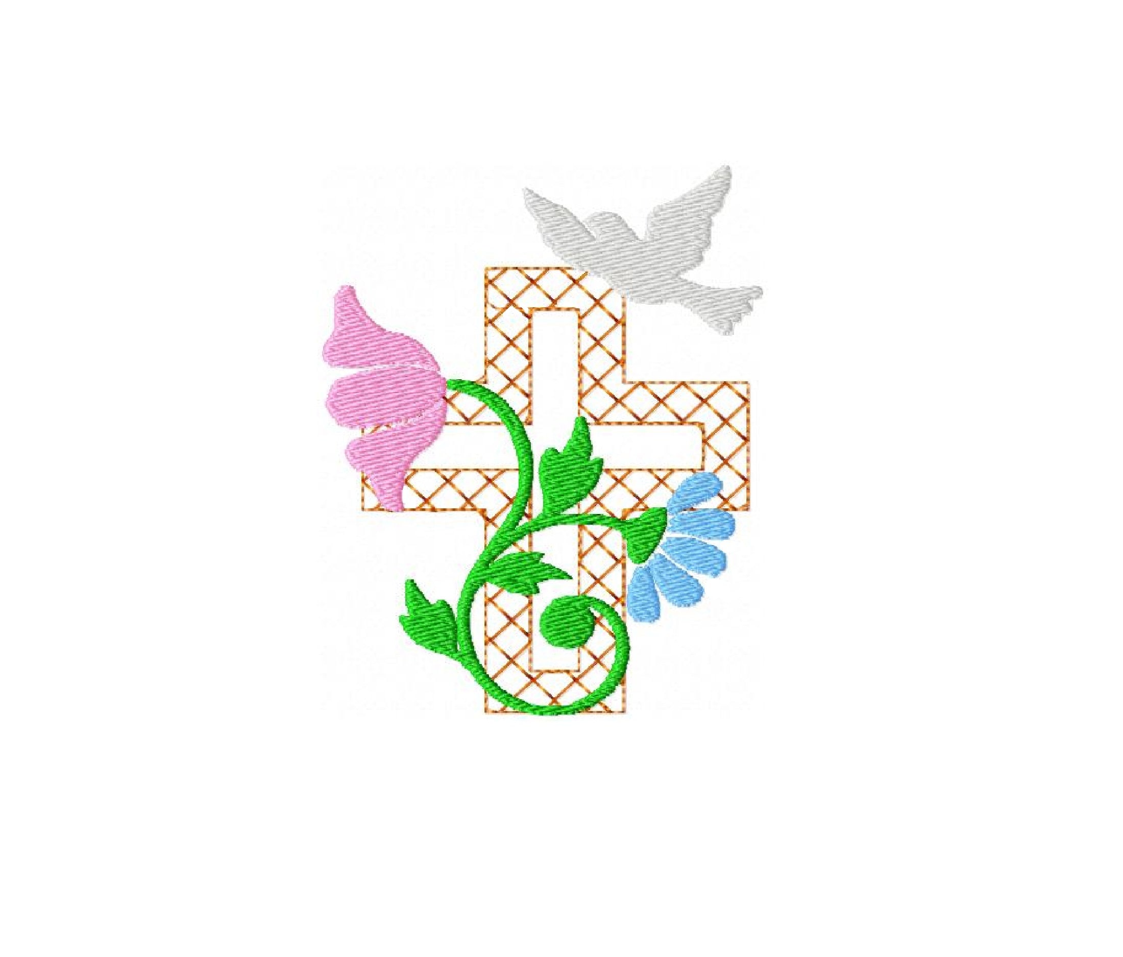 Cross and Dove Floral Machine Embroidery Design, Holly Cross Christian ...