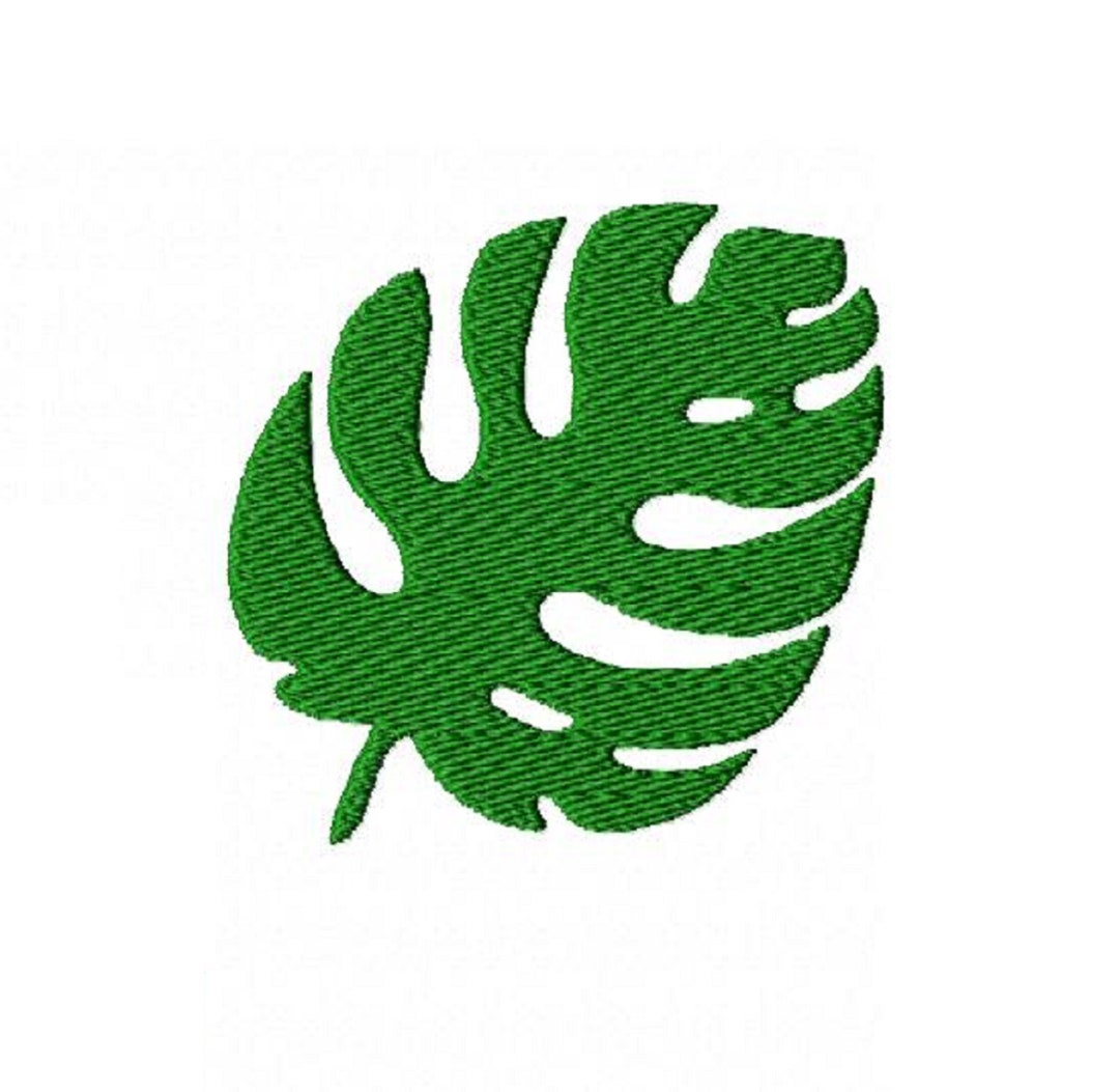 Leaf Machine Embroidery Design Big Tropical Leave Design Green Monstera ...