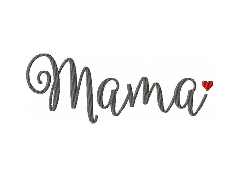 Mama Machine Embroidery Design Mama Heart Fancy Script Font Mothers Day ...