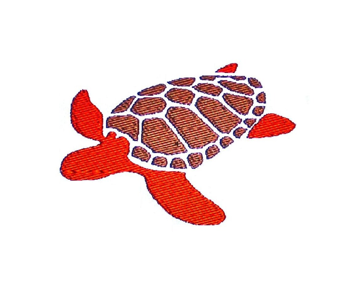 Turtle Machine Embroidery Design Sea Turtle Design in 2 Sizes | Etsy