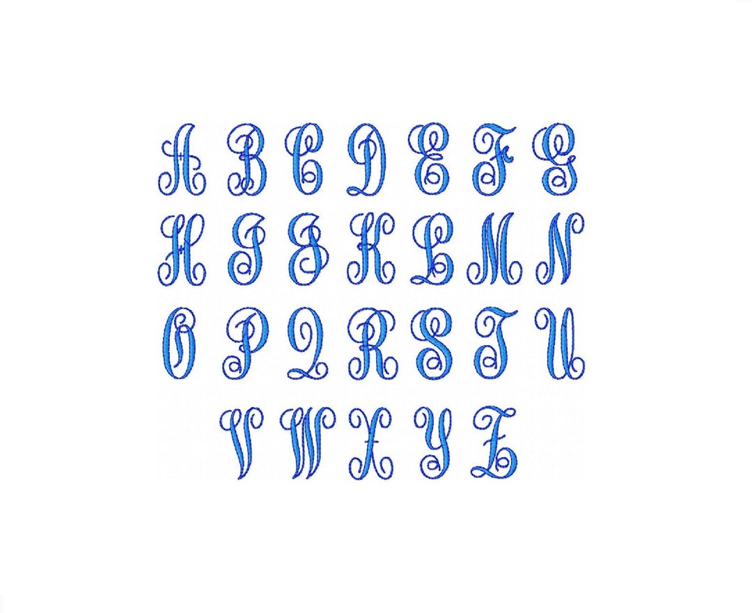 Monogram Script Font Alphabet Embroidery Design Free Custom - Etsy