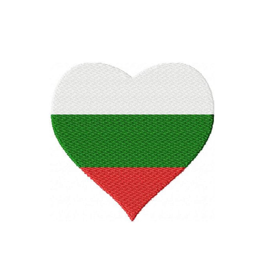 Bulgaria Flag Heart Machine Embroidery Design National Flag Design Love ...