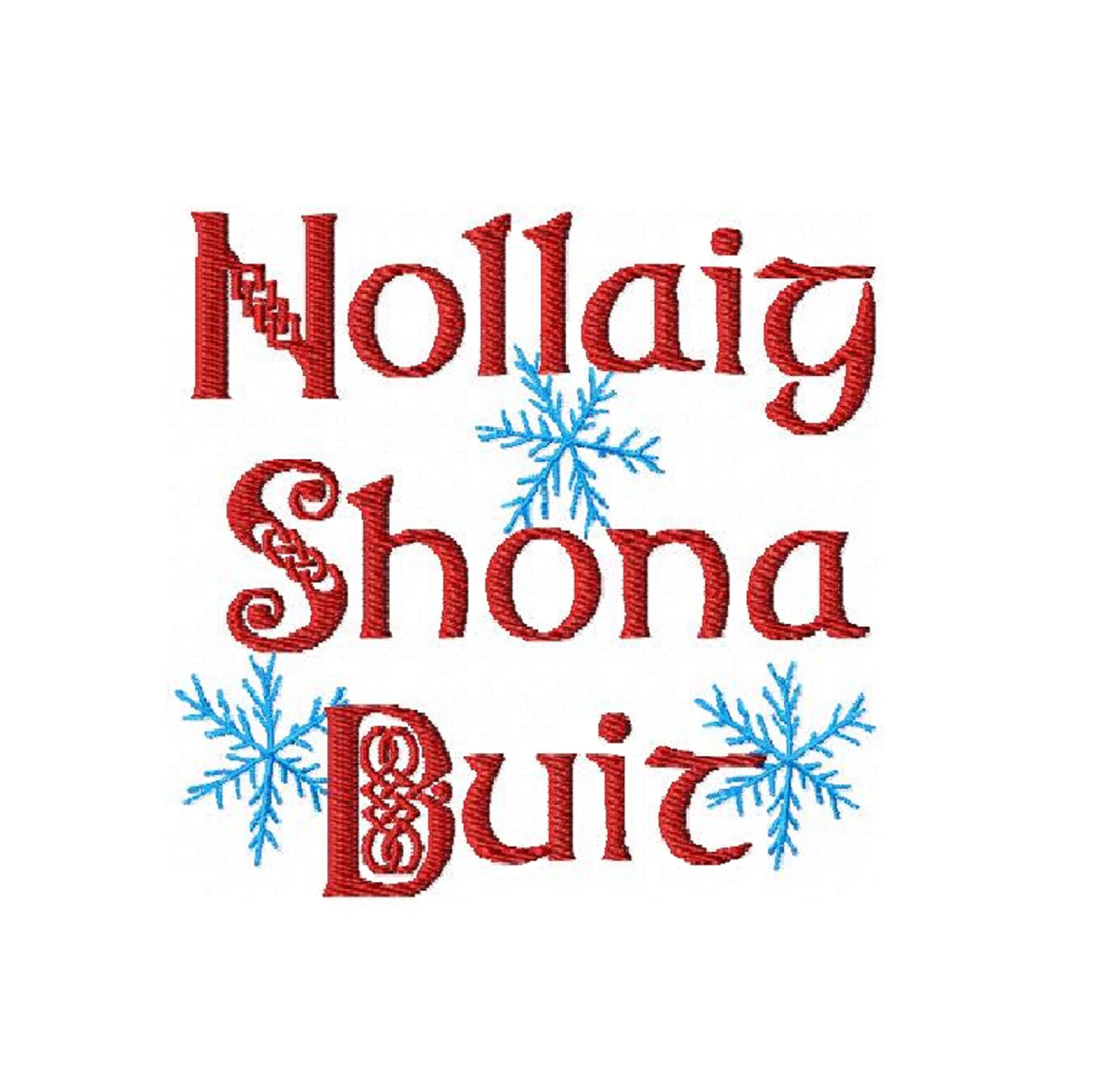 Merry Christmas Machine Embroidery Design Nollaig Shona Duit Snowflake ...
