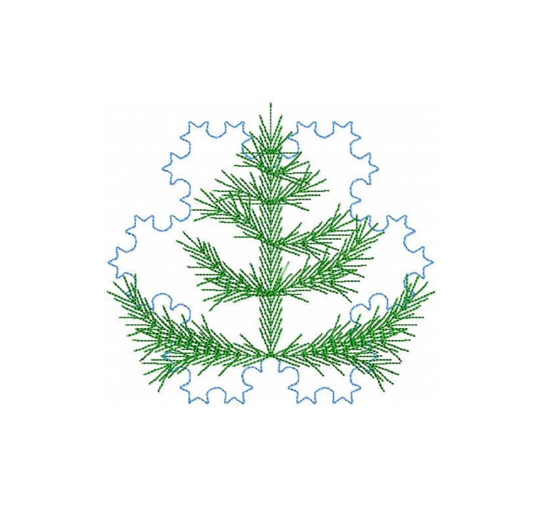 Winter Motif Machine Embroidery Design Snow Flake and Fur Tree Design ...