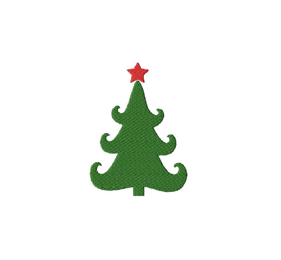 Christmas Tree Machine Embroidery Design Green Fir Tree and Star ...