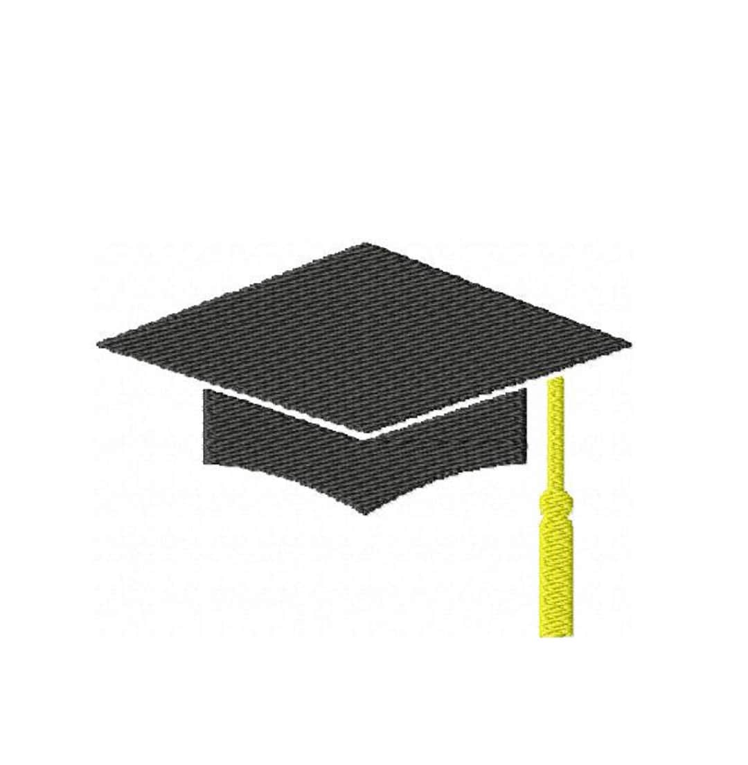 Graduation Cap Machine Embroidery Design, Black Cap and Golden Tassel ...