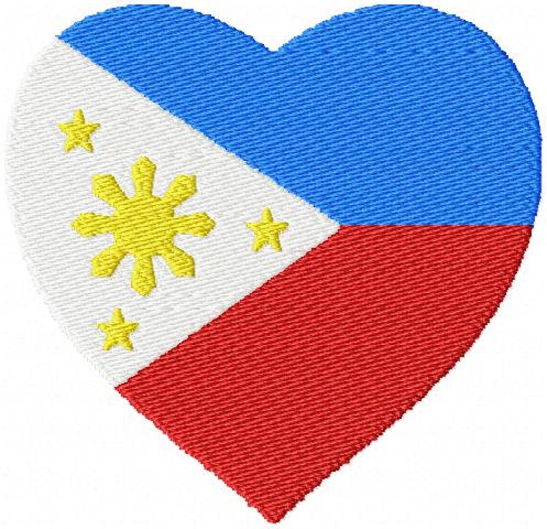 Philippines Flag Heart Embroidery Design Filipino Sun and - Etsy Ireland