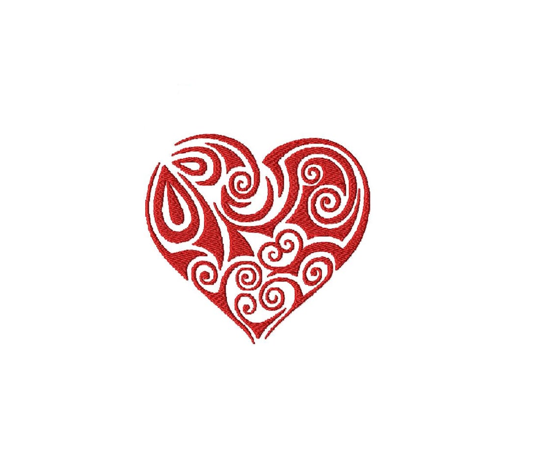 Heart Embroidery Design Ornamental Heart Pattern Swirl Heart Design ...
